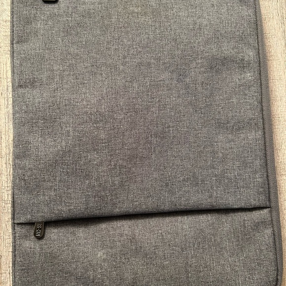 Bags | Gray Minimalist Laptop Bag With Textured Fabric | Poshmark